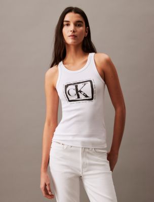Cotton Contour Rib Monogram Logo Tank | Calvin Klein