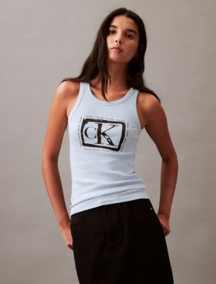 Cotton Contour Rib Monogram Logo Tank | Calvin Klein