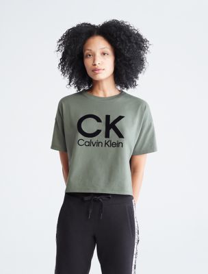 Performance Flocked CK Logo Cropped T-Shirt | Calvin Klein® Canada