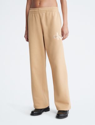 Monogram Logo Fleece Wide Leg Sweatpants | Calvin Klein