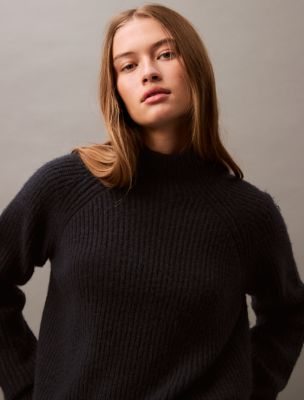 Ribbed Knit Mock Neck Sweater | Calvin Klein
