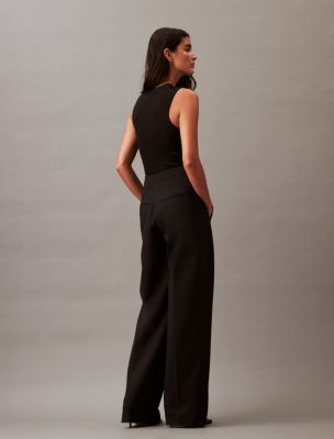 Structured Stretch Wide Leg Trousers | Calvin Klein® Canada