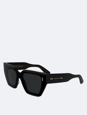 Acetate Avant Garde Angular Modified Rectangle Sunglasses | Calvin Klein